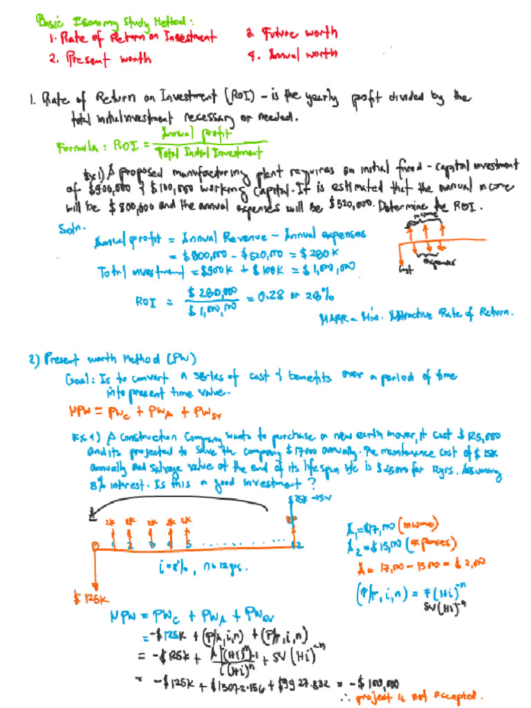 Basic Economy Study method-ROI & NPW | PDF