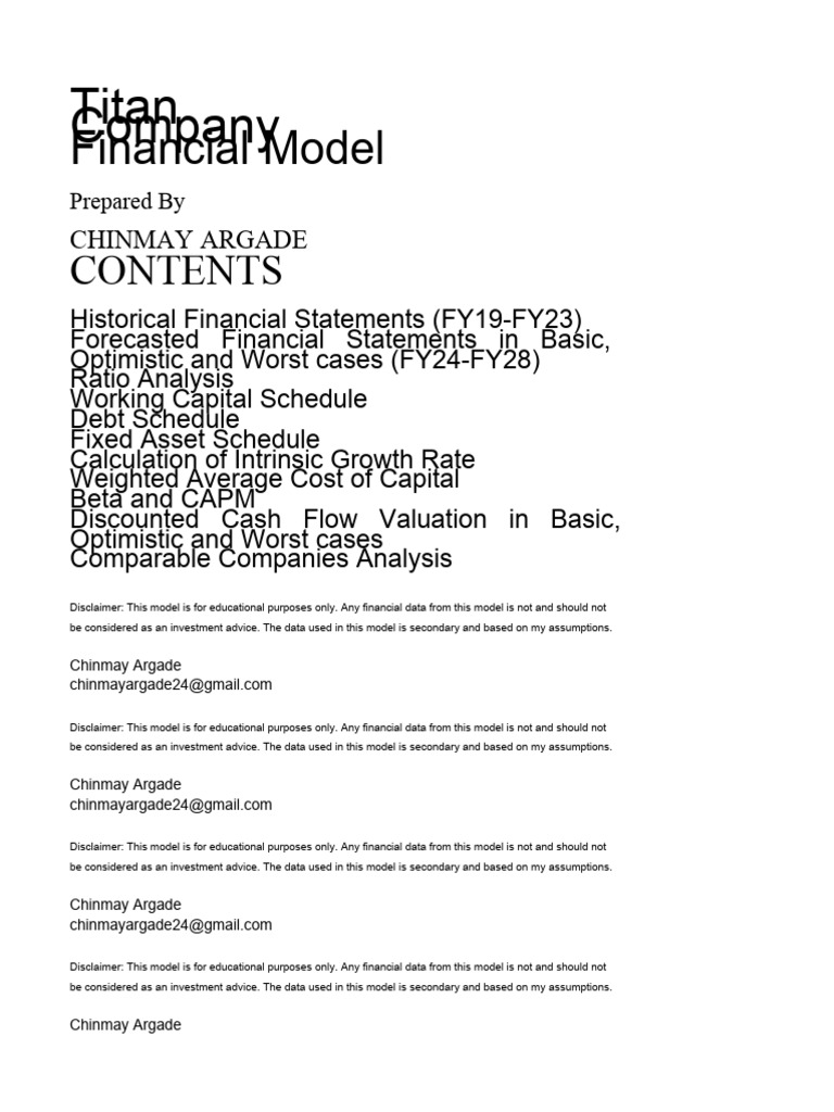 Titan Financial Model | PDF | Financial Accounting | Business Economics