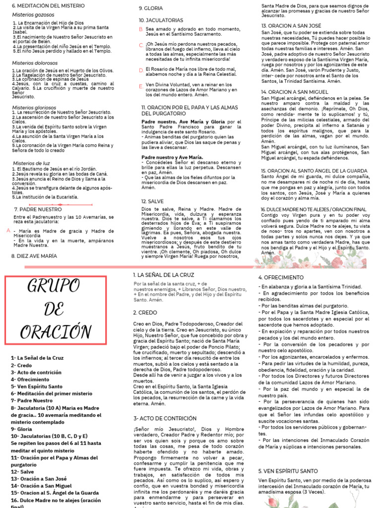 Misterios Gozosos: Padre Nuestro, Ave María y Gloria Por El | PDF | María, madre de Jesús | Oración