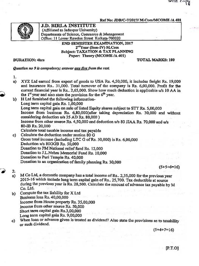 Sem - 4 - Jadavpur University Questions Paper | Download Free PDF ...