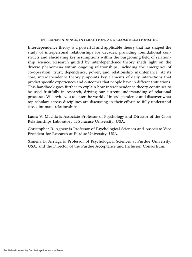 Interdependence, Interaction, and Close Relationships | PDF | Intimate Relationships | Systems ...