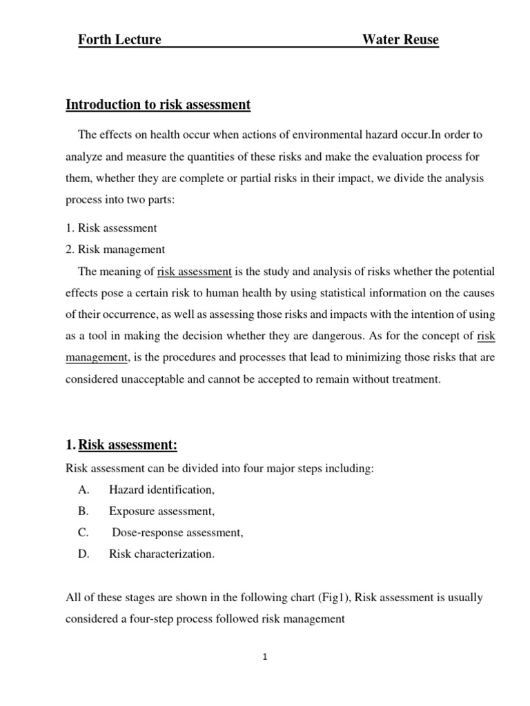 Forth Lecture Water Reuse | PDF | Risk Assessment | Risk
