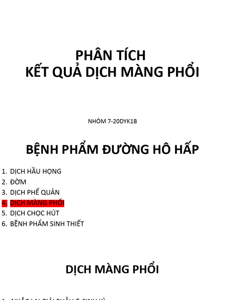 DỊCH MÀNG PHỔI | PDF