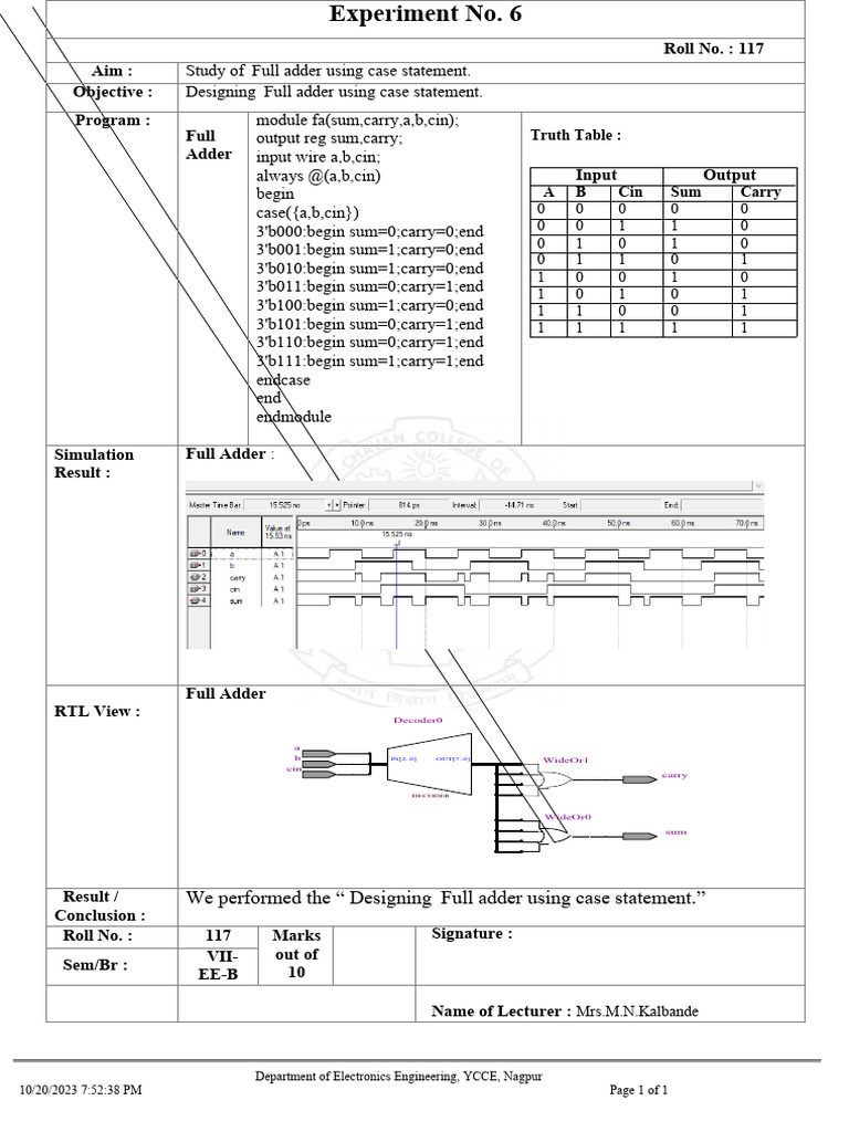 Exp6 122 DSD | PDF | Digital Electronics | Electronic Circuits