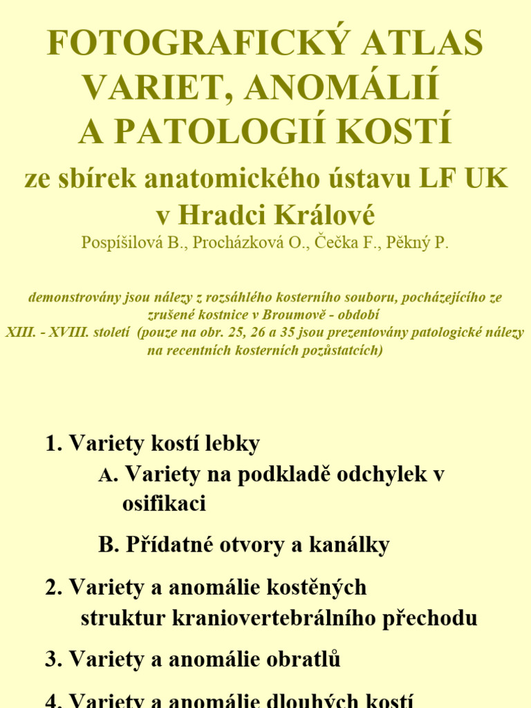 Fotografický Atlas Variet, Anomálií A Patologií Kostí | PDF