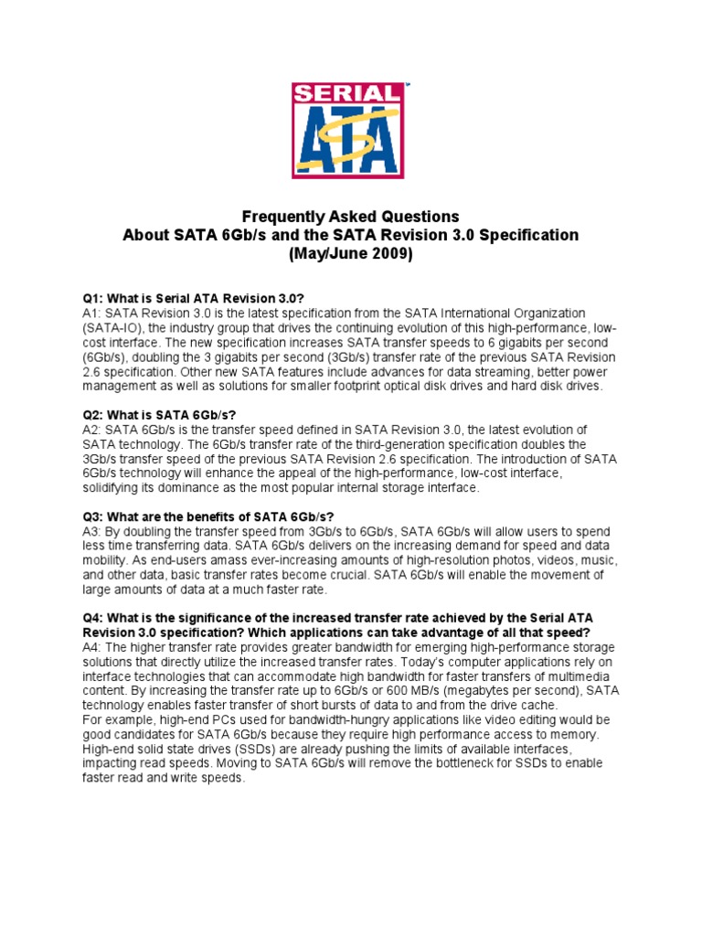 SATA 6Gb/s: Benefits & Features Explained | PDF | Solid State Drive ...