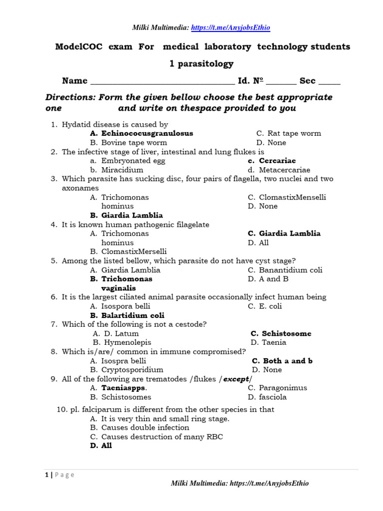 Medical Laboratory COC Exam Questions | PDF | Immune System | Lipoprotein