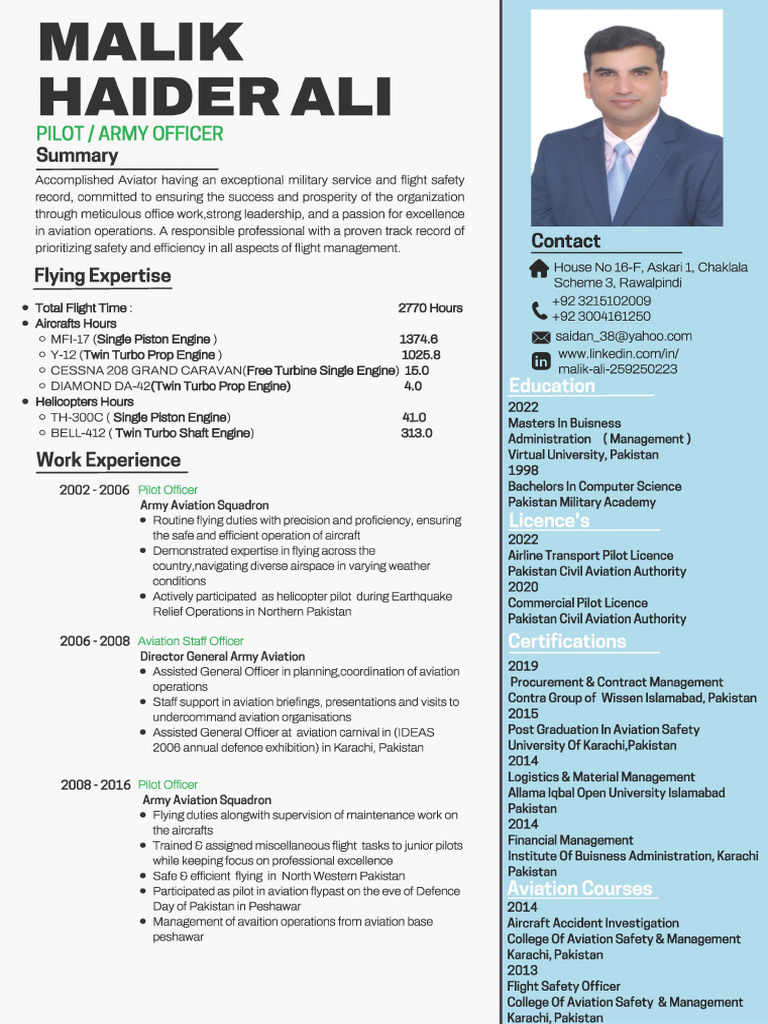 Resume Malik Haider Ali | PDF | Aviation | Pakistan