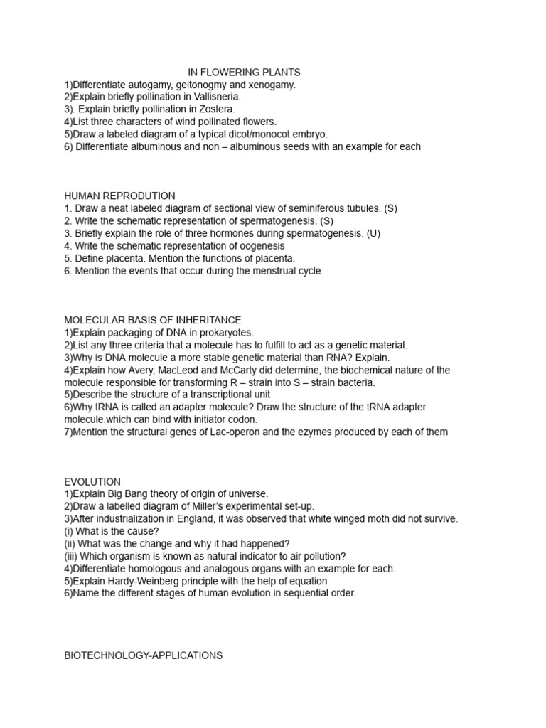 3marks Imp Bio | PDF | Genetically Modified Organism | Genetic Engineering