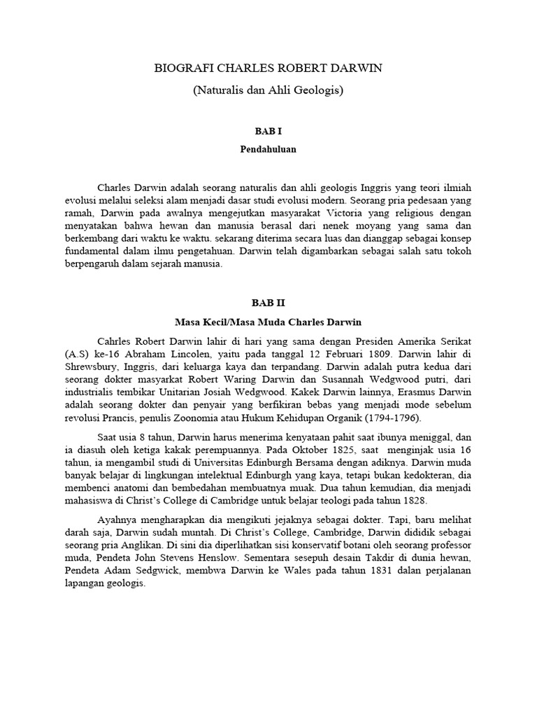 Biografi Charles Robert Darwin | PDF