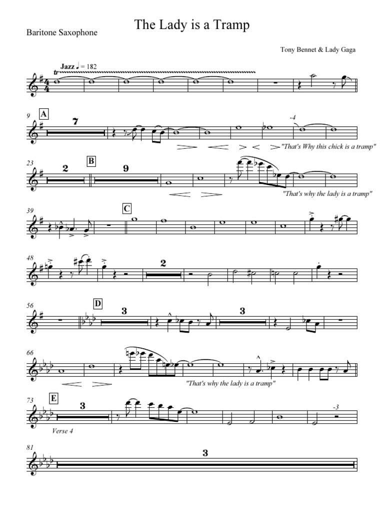 The Lady is a Tramp Chords | PDF | Popular Music | Lady Gaga