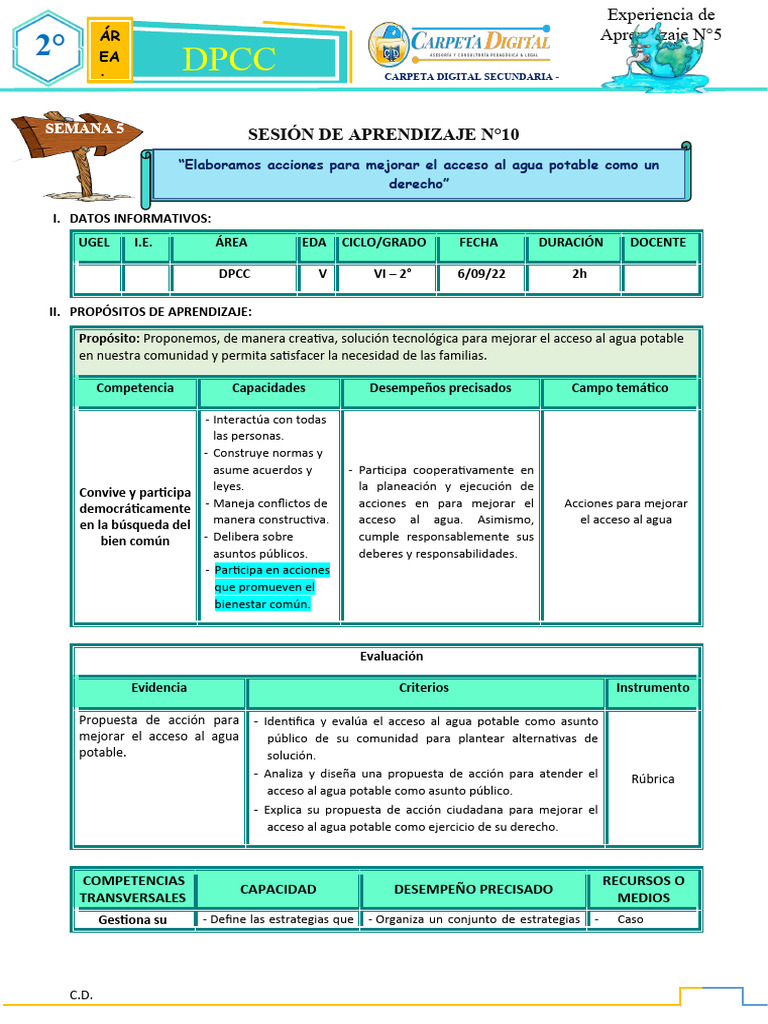 2° Sesión de Aprendizaje Sesión7-Sem.4-Exp.5-Dpcc | PDF | Aprendizaje | Maestros