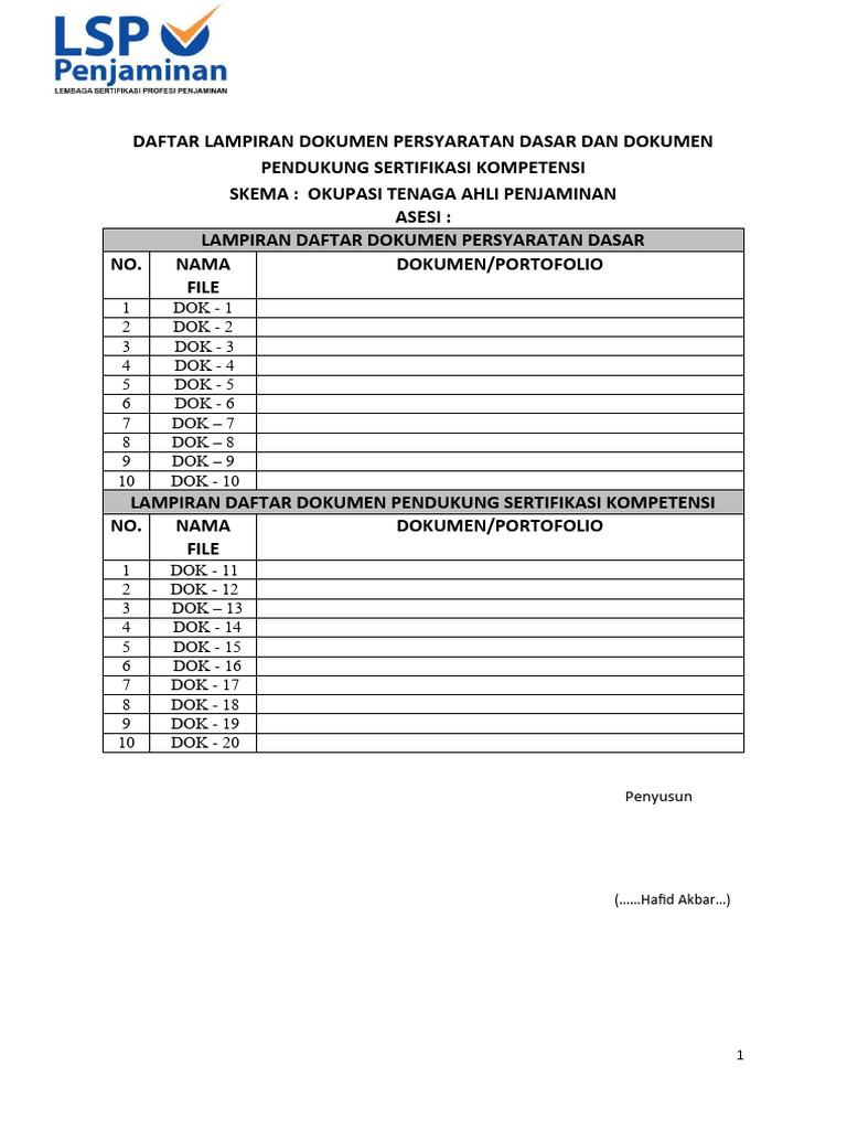 Daftar Lampiran Dokumen Skema Tap | PDF