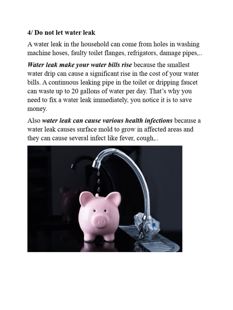 Prevent Water Leaks to Save Money | PDF