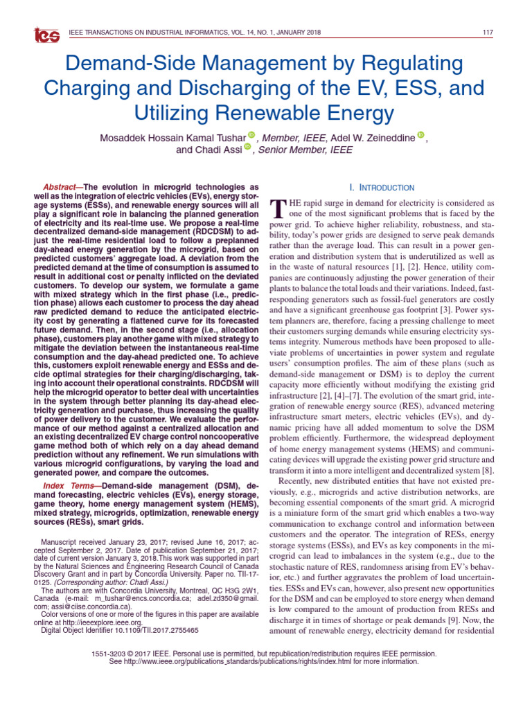 Demand-Side Management by Regulating Charging and Discharging of The EV ...