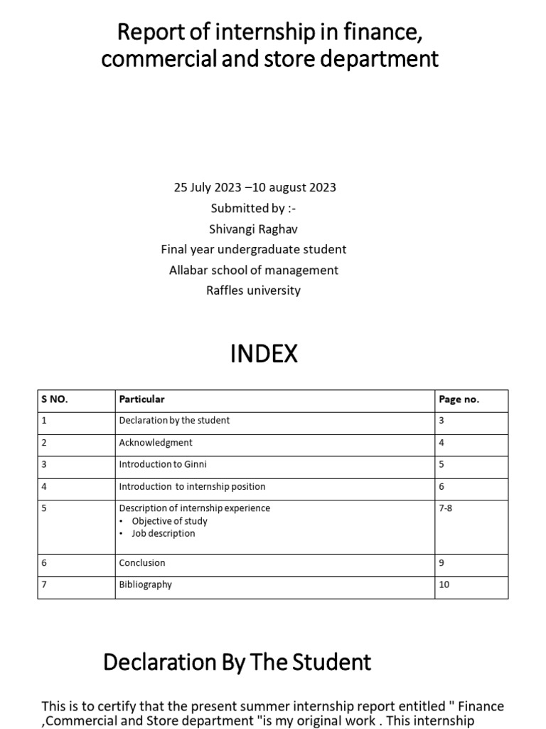 Report of Internship in Finance, Commercial and Store Department | PDF ...