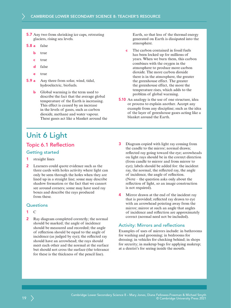 Physics G8 Learner S Book Answers Unit 6 | PDF | Rainbow | Greenhouse Effect