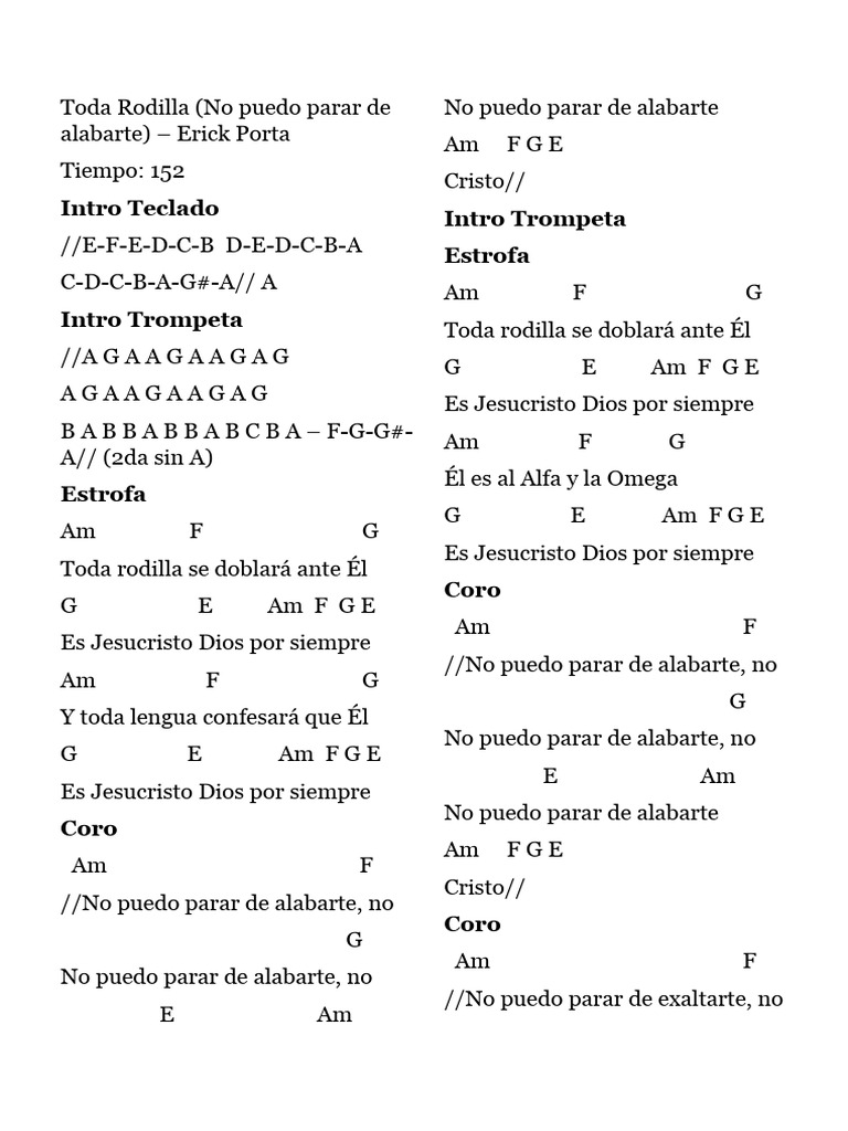 Acordes de "Toda Rodilla" - Erick Porta | PDF