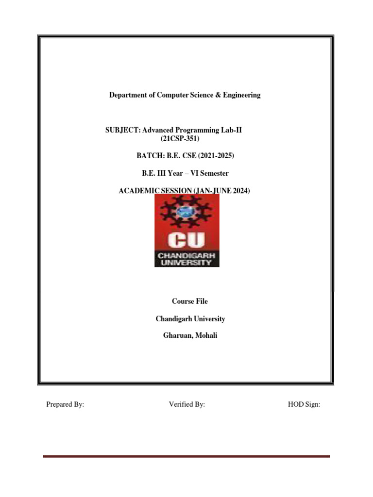 Ap Lab-Ii Course File | PDF | Engineering | Computer Science