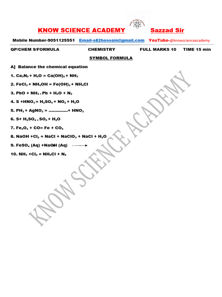 QP9 Formula | PDF | Science & Mathematics