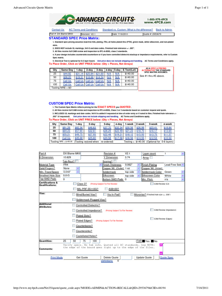 Advanced Circuits Quote | PDF | Electronics | Electricity