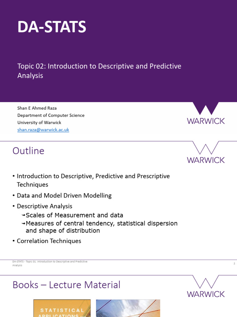 Da Stats Topic02 Introduction To Descriptive and Predictive Analysis ...