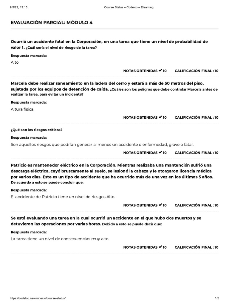 Course Status - Codelco - Elearning2 | PDF | Riesgo