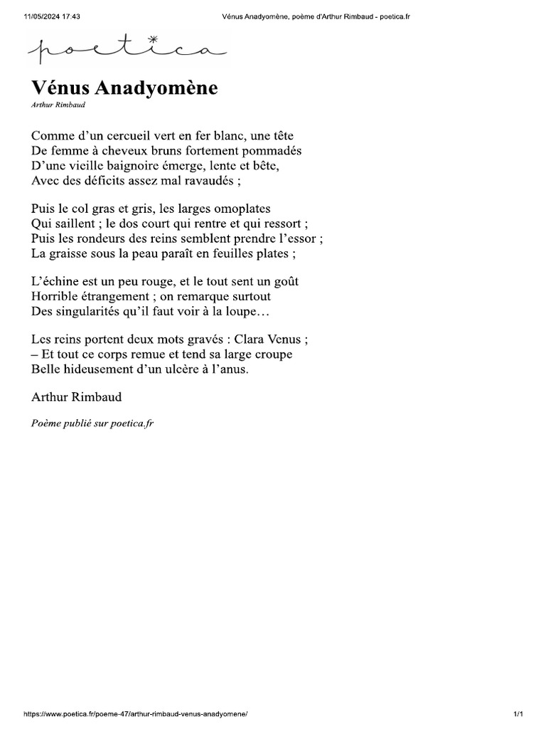 Vénus Anadyomène | PDF