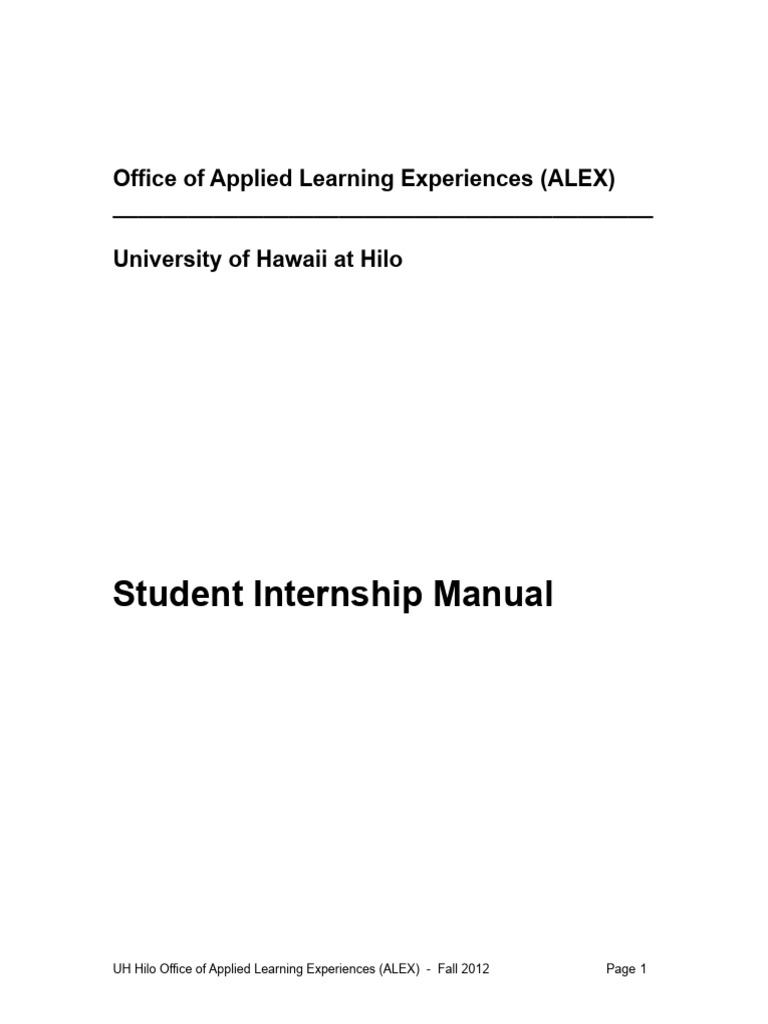 ALEX Internship Manual | PDF | Internship | Job Hunting