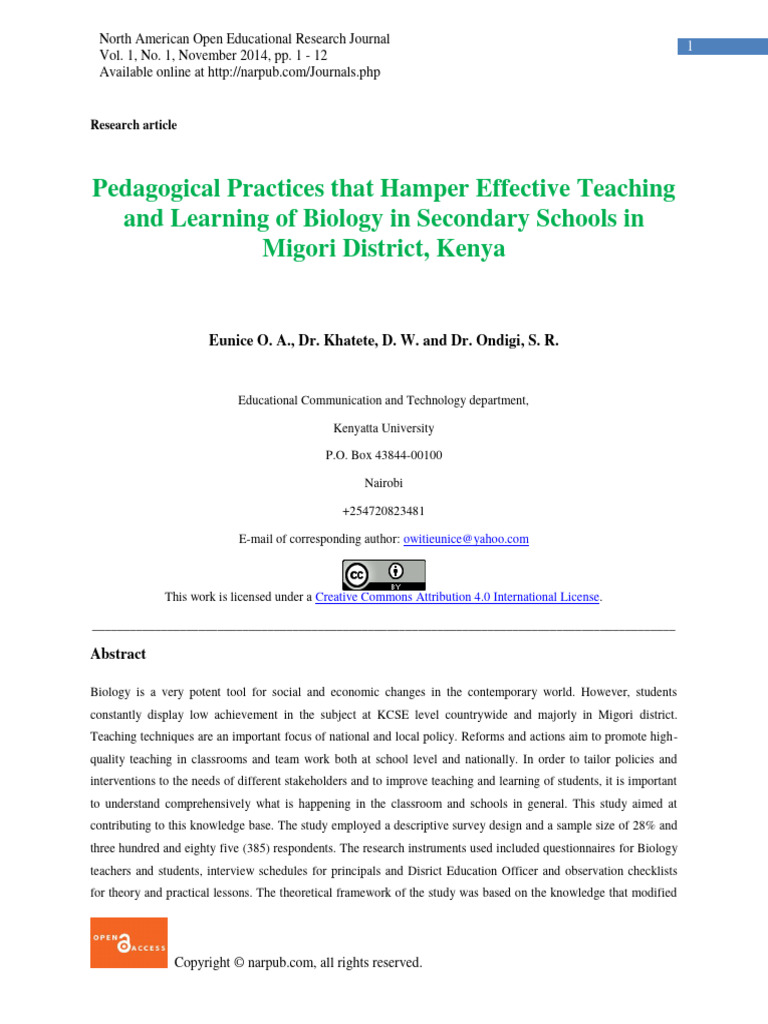 Pedagogical Practices That Hamper.... | PDF | Teachers | Teaching Method