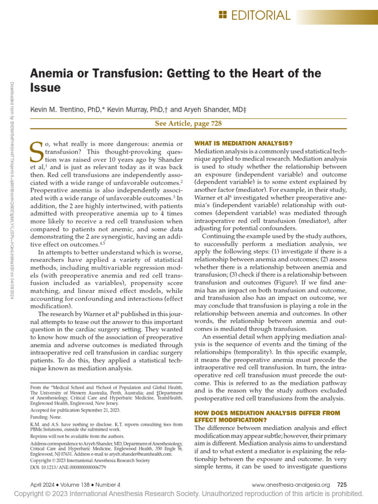 Anemia or Transfusion Getting To The Heart of The.5 | PDF | Anemia ...