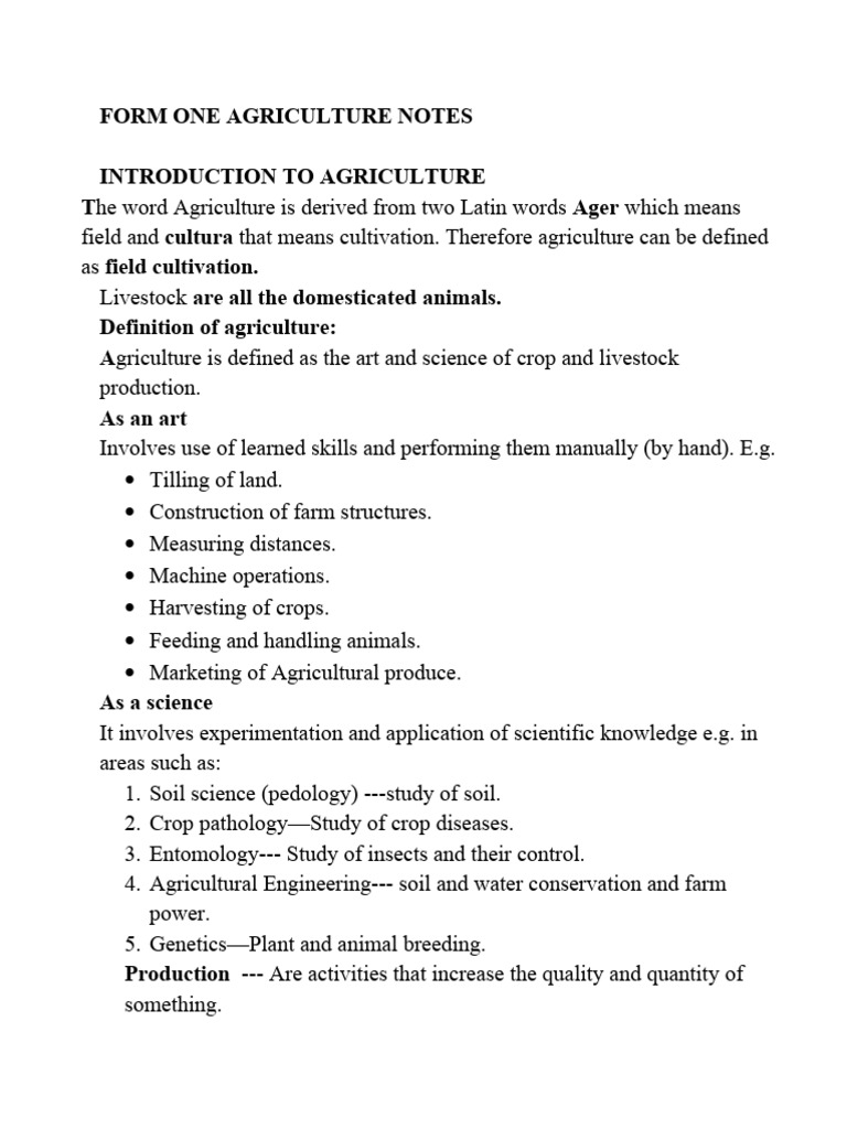 Agriculture Form f4 Notes Booklets | PDF | Soil | Agriculture