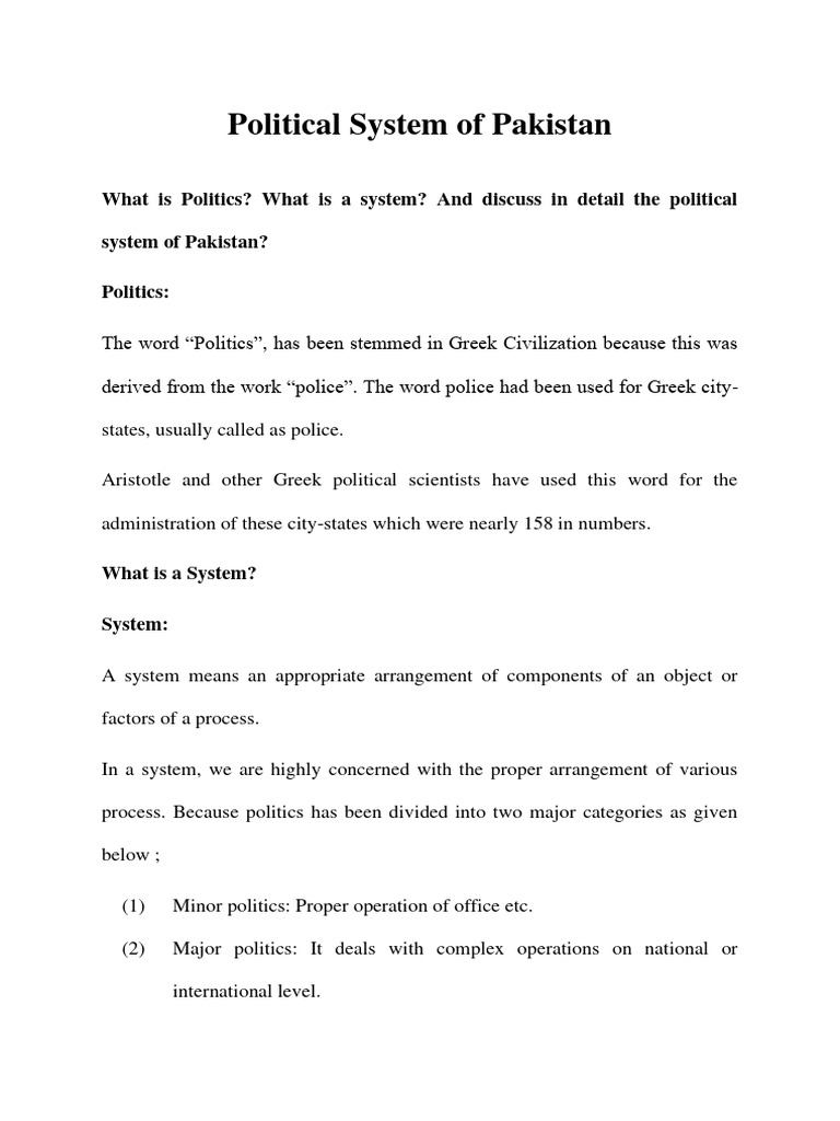 Overview of Pakistan's Political System | PDF | High Court Of Australia ...