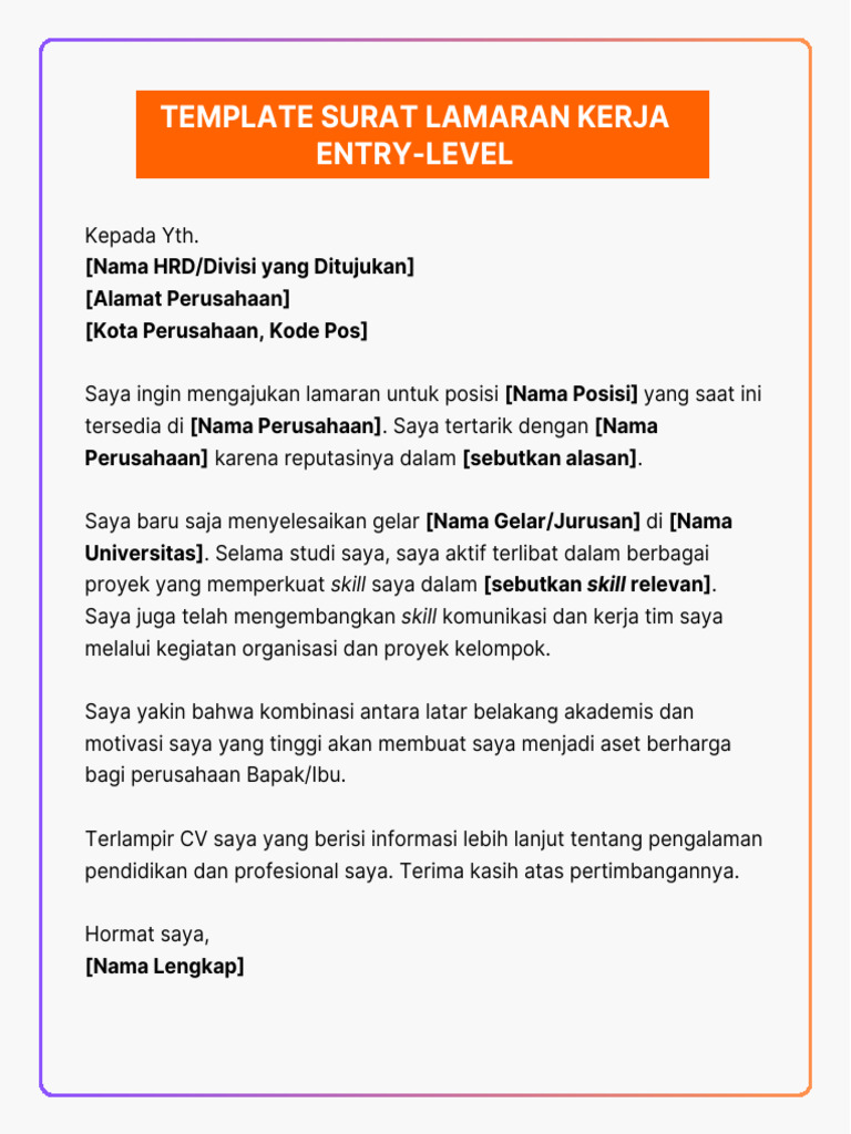 Template Surat Lamaran Kerja Entry-Level | PDF