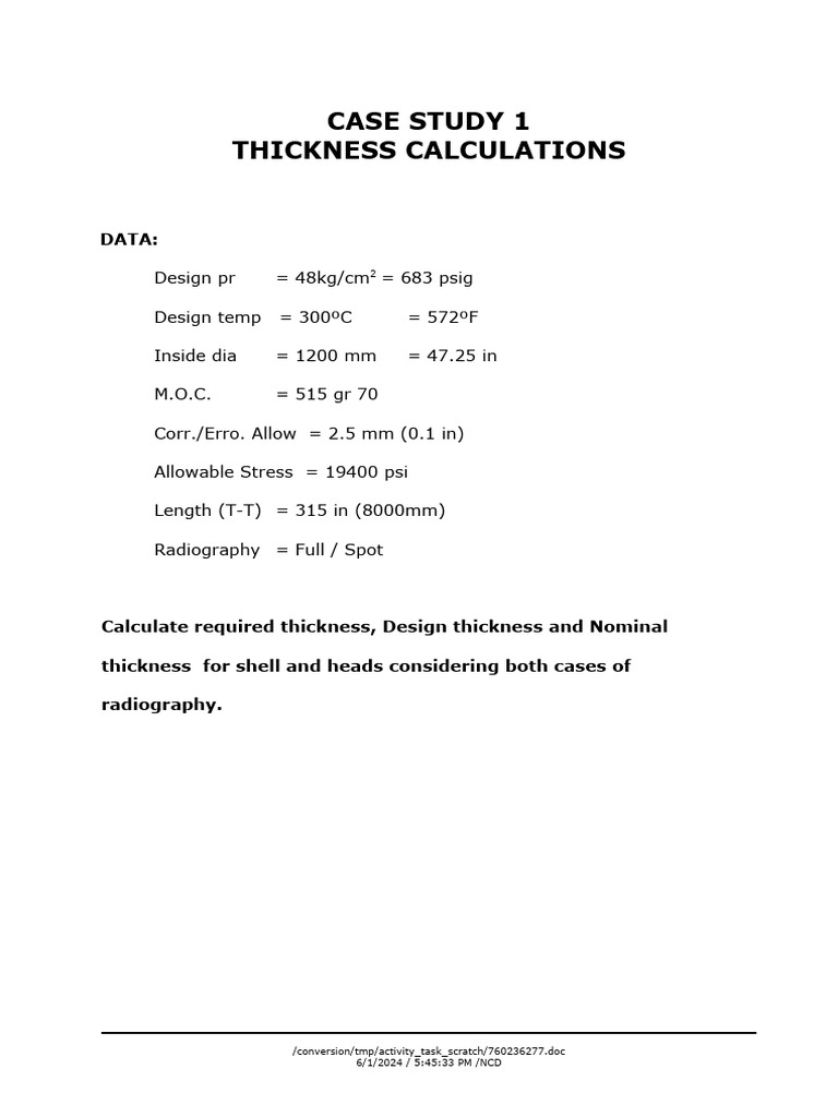 Thickness Calculations for Pressure Vessels | PDF | Teaching Methods ...