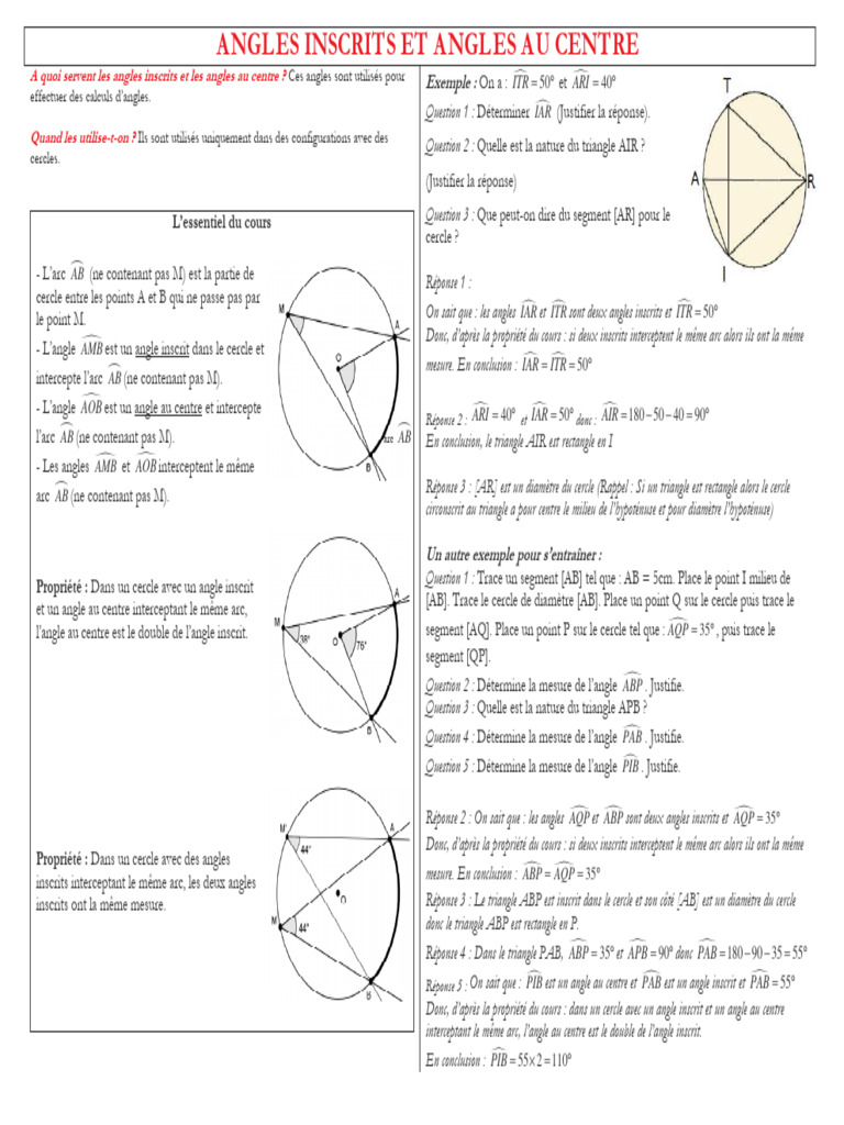 Angles Inscrits Et Cercle | PDF