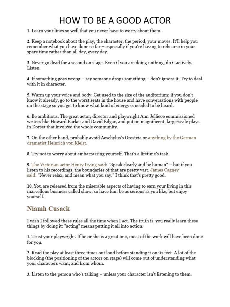 Acting Notes 1 | PDF