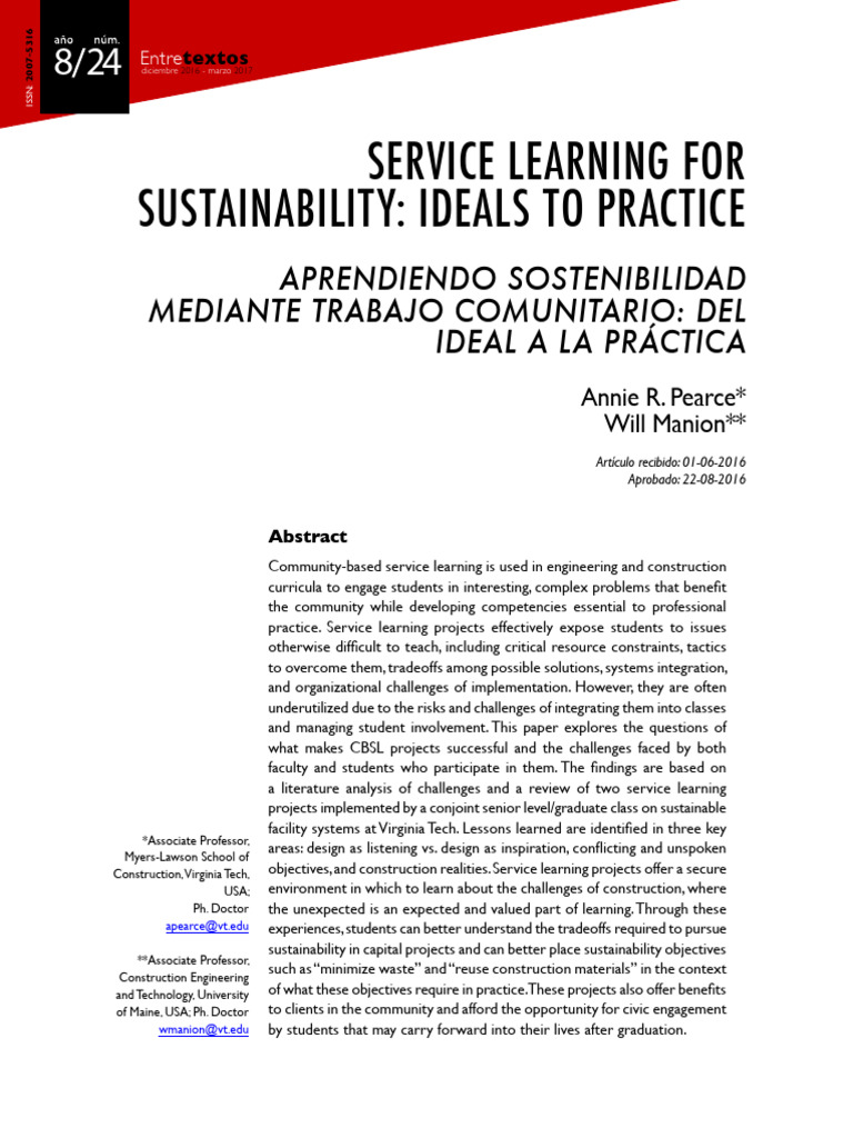 Service Learning For Sustainability: Ideals To Practice | PDF | Service ...