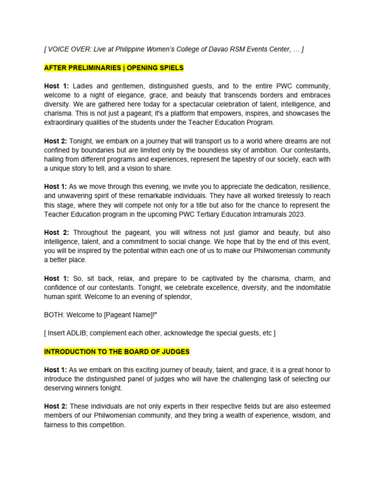 MR and Ms Education Script | PDF
