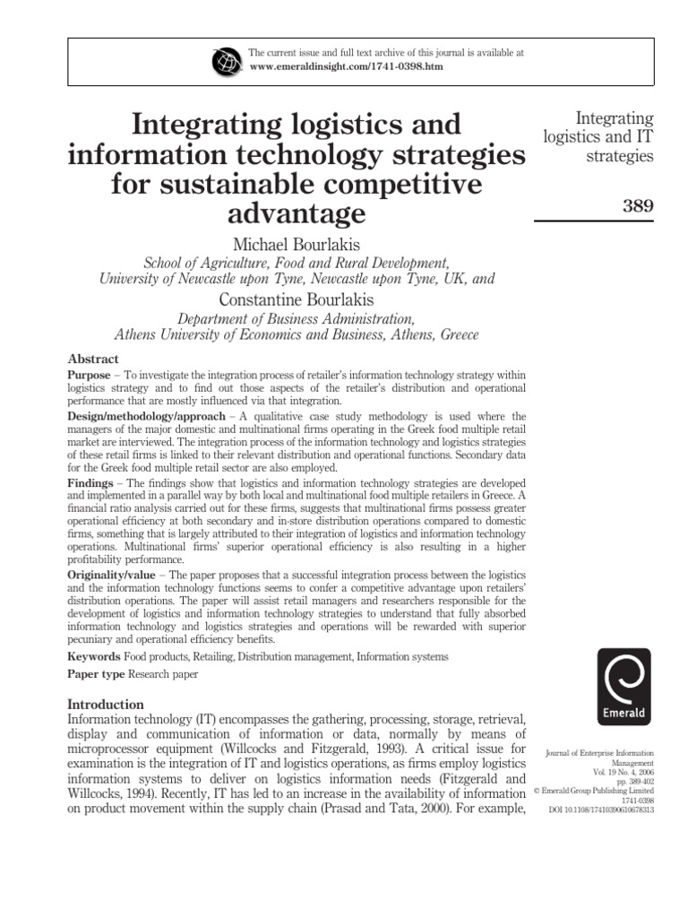 Integrating - Logistics - and - Info Journal | PDF | Retail | Logistics Integrating - Logistics - and - Info Journal | PDF | Retail | Logistics
