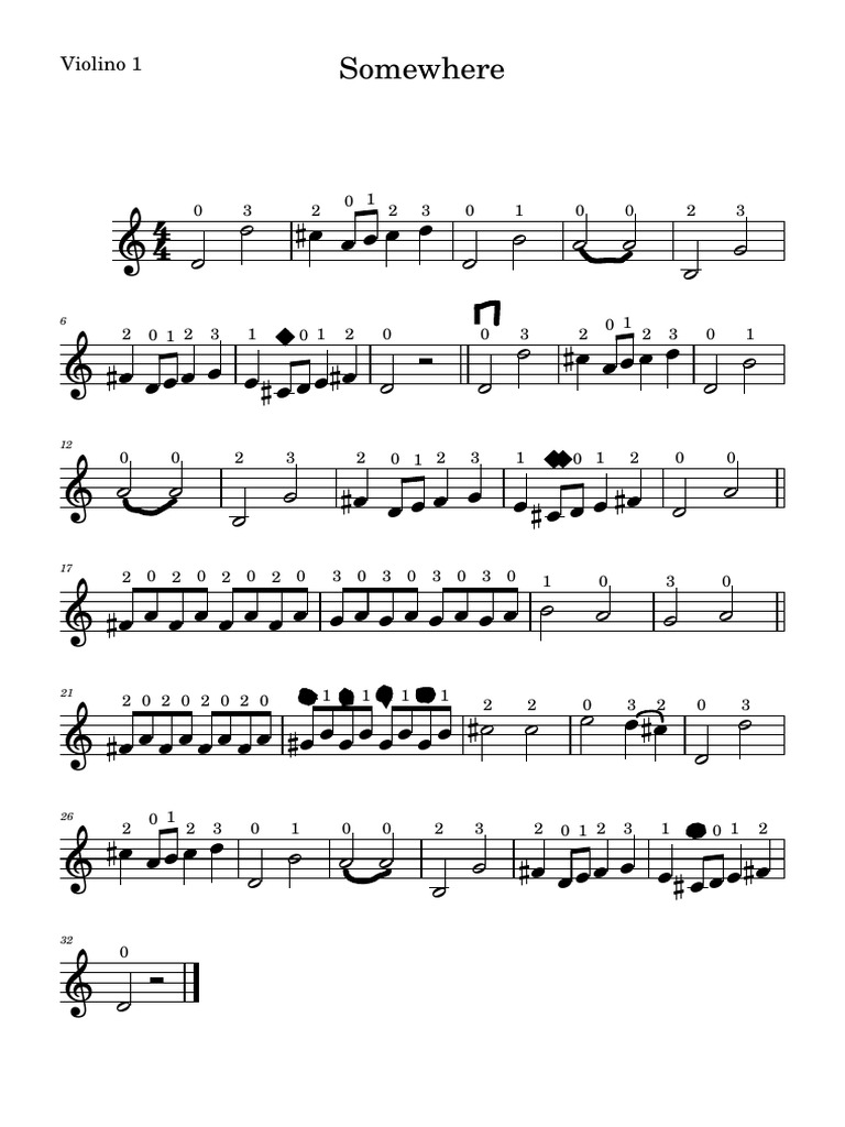 Somewhere Violin Duo-Violino - 1 | PDF