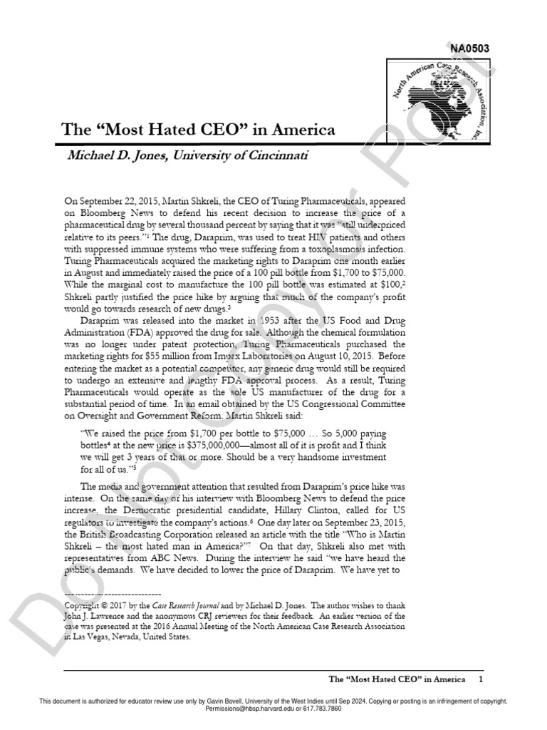 The Most Hated CEO in America | PDF | Generic Drug | Food And Drug ...