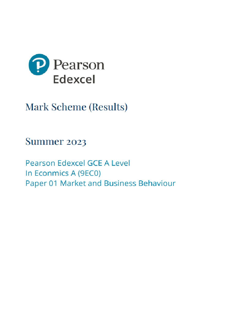 Edexcel Paper 1 Mark Scheme-2023 | PDF