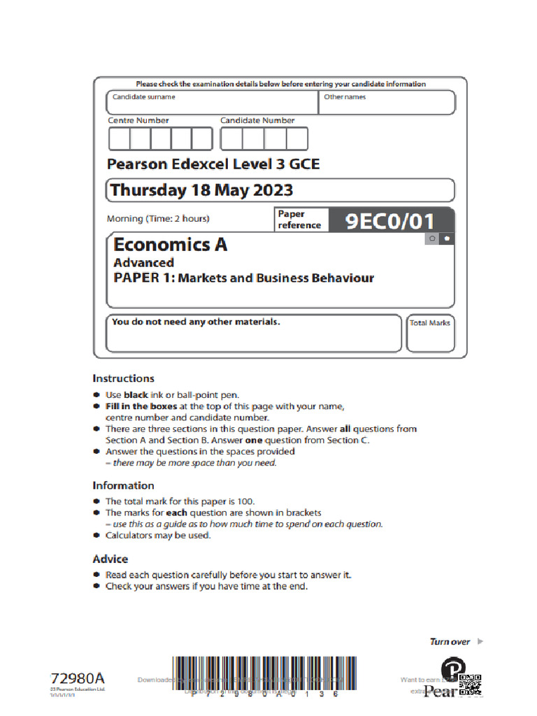 Edexcel Paper 1-2023 | PDF