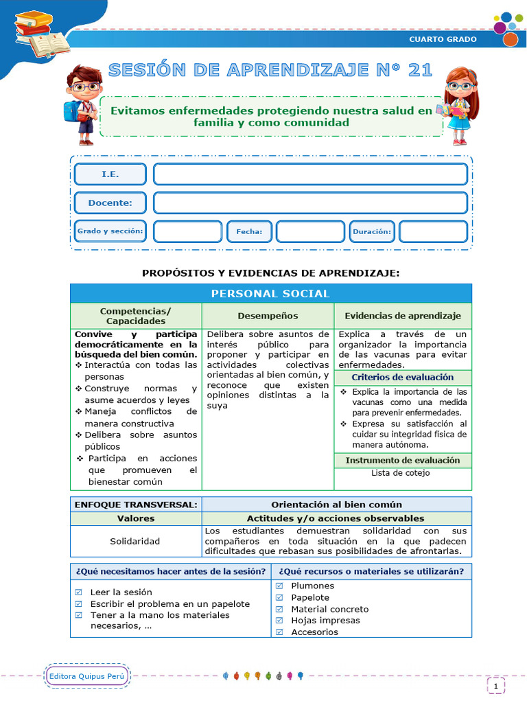 4to - Sesiones - de - Aprendizaje - Semana - 3 - UD - II - Editora - Quipus - Perú-1 | PDF ...