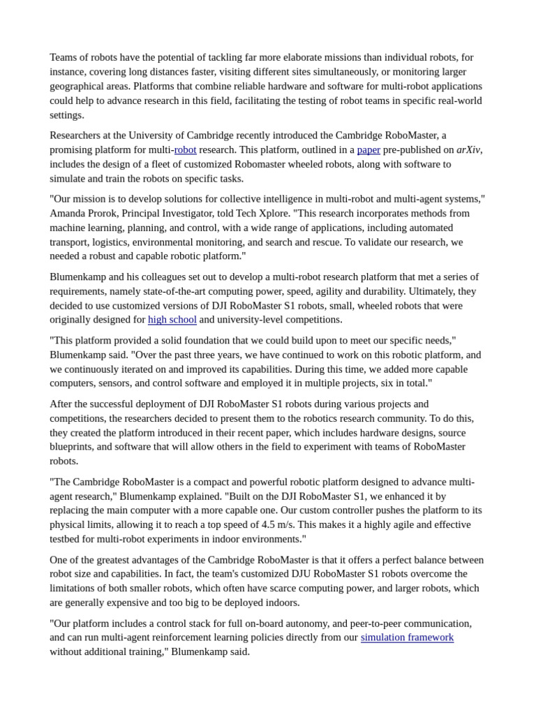 Research Team Introduces An Agile Multi-Robot Research Platform | PDF | Robot | Robotics