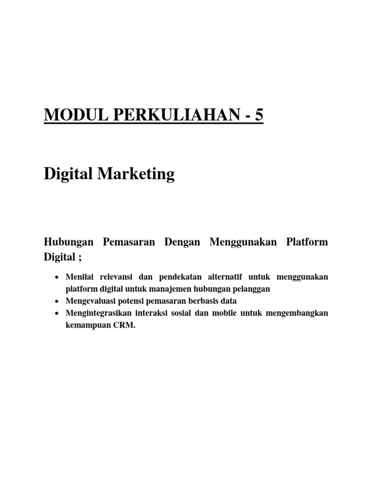 Modul 5 - Digital Marketing - Hubungan Pemasaran Dengan Menggunakan ...