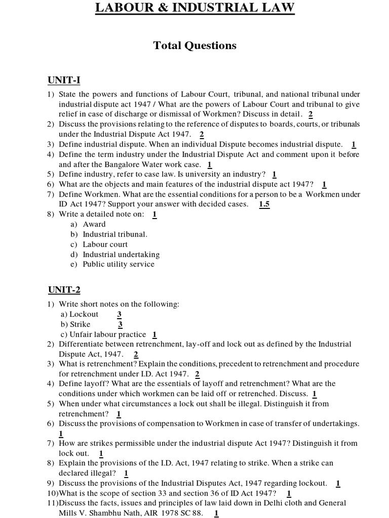 Labour Law Ques | Download Free PDF | Strike Action | Lockout (Industry)
