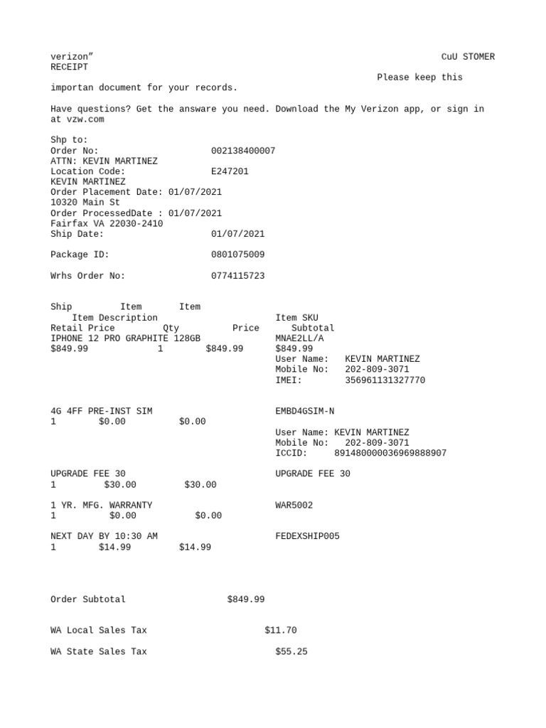Invoice Iphone 12 Pro USA PDF | PDF | I Phone | Receipt