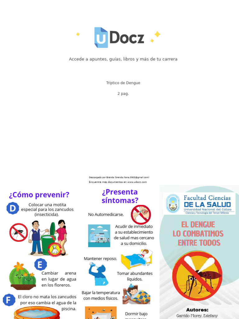 Triptico Dengue Unac 242000 Downloadable 5638152 | PDF | Mosquito ...